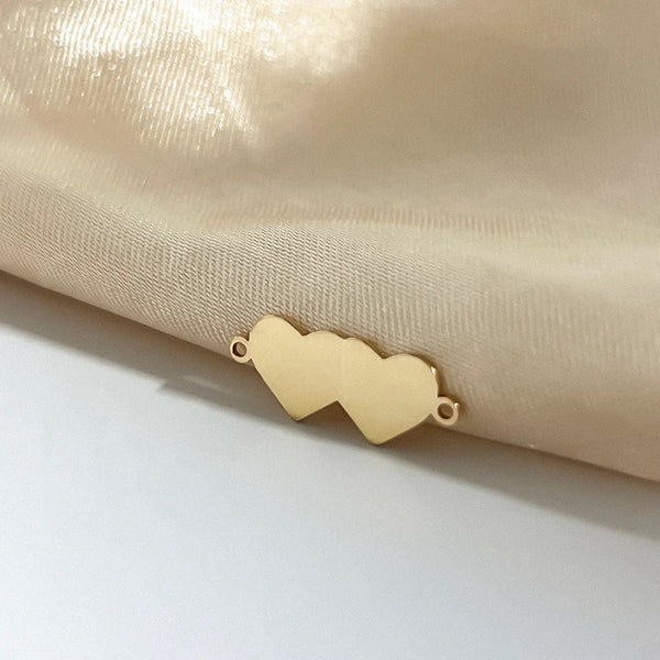 double heart gold filled connector charm (gdh8) – Homewood and Rose